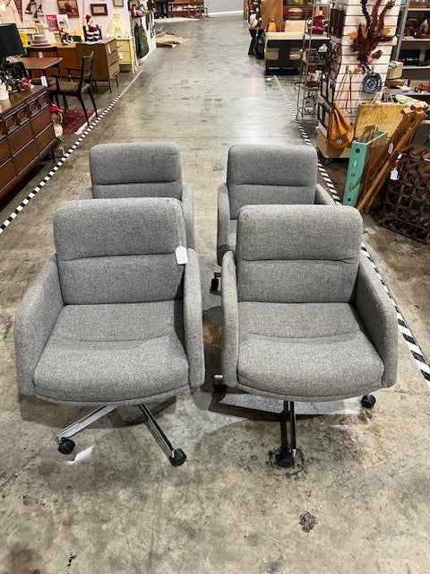 Set of 4 Jansko Upholstered Arm Chairs w/ Chrome Pedestal Bases ...