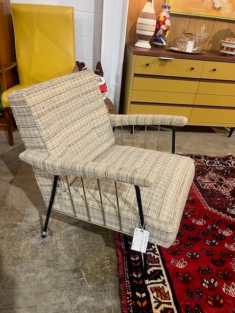 1960s Metal Frame Arm Chair With Neutral Tweed Upholstery | Decatur ...